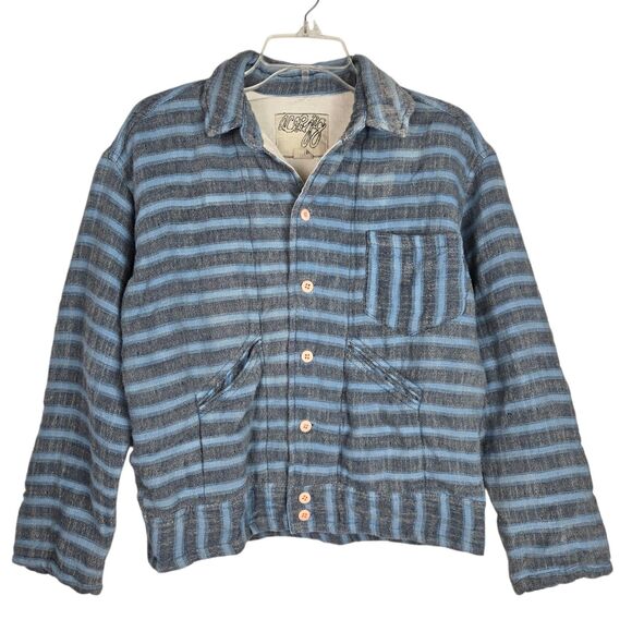 Ace & Jig | Jackets & Coats | Ace Jig Jacket Sz S Blue Gray Striped ...